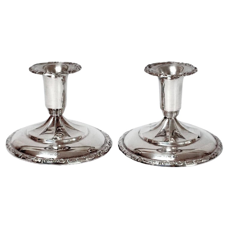 Art Deco Pair of Silver Candlesticks, Norway, 1920s For Sale at 1stDibs