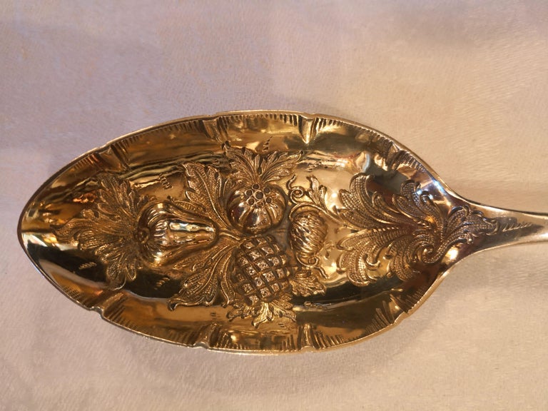 Art Deco Pair of Silver Strawberry Spoons England For Sale at 1stDibs