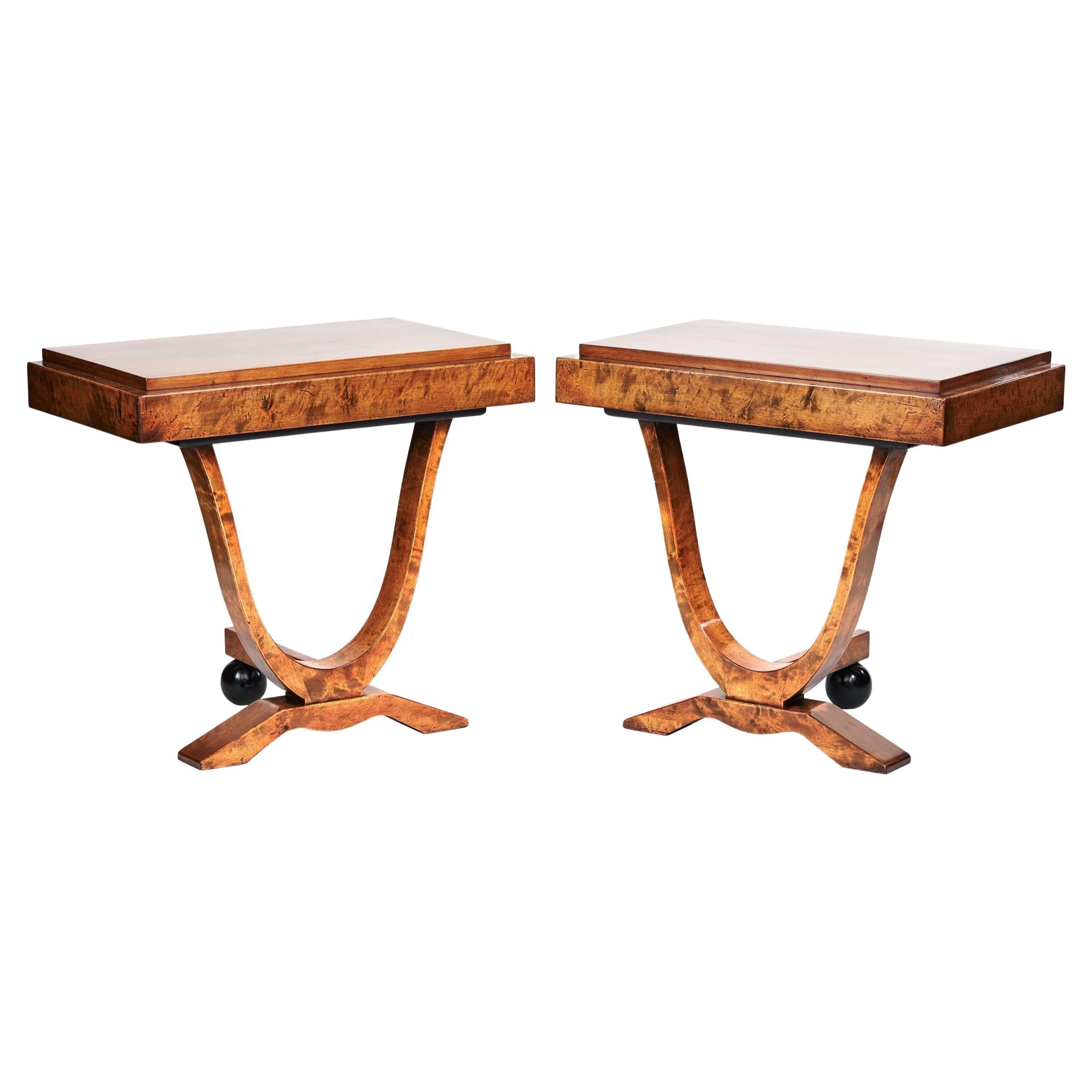 Art Deco Pair Walnut Console Tables circa 1920s For Sale at 1stDibs