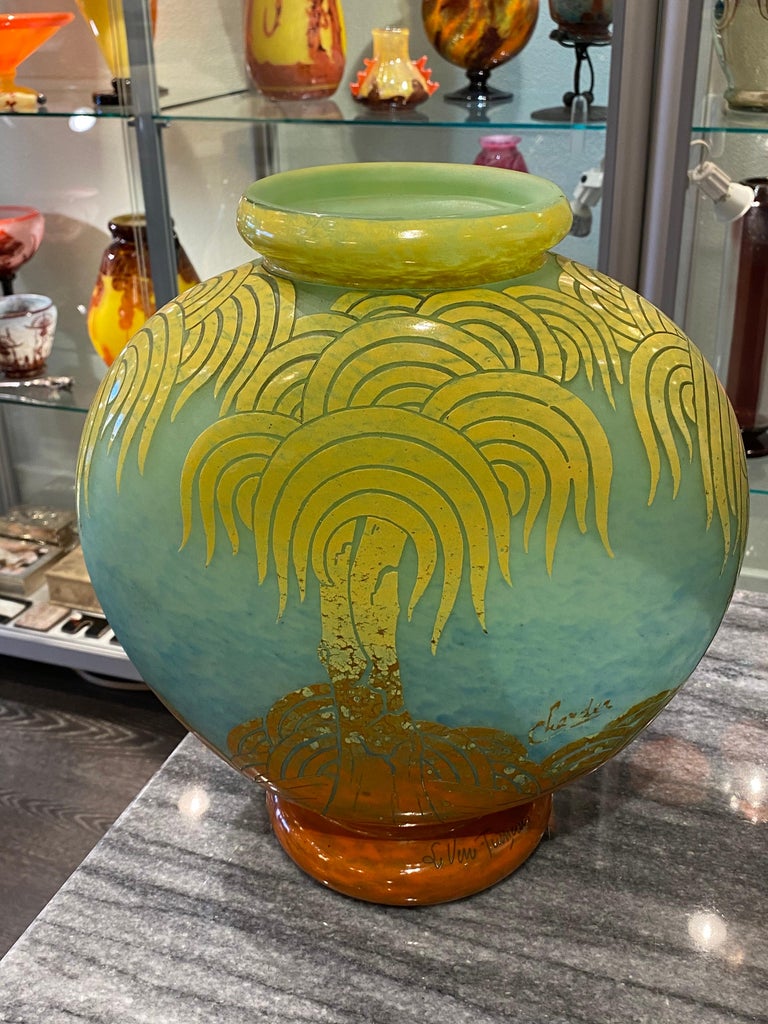 Art Deco Palmier Vase by Le Verre Francais and Charder at 1stDibs ...