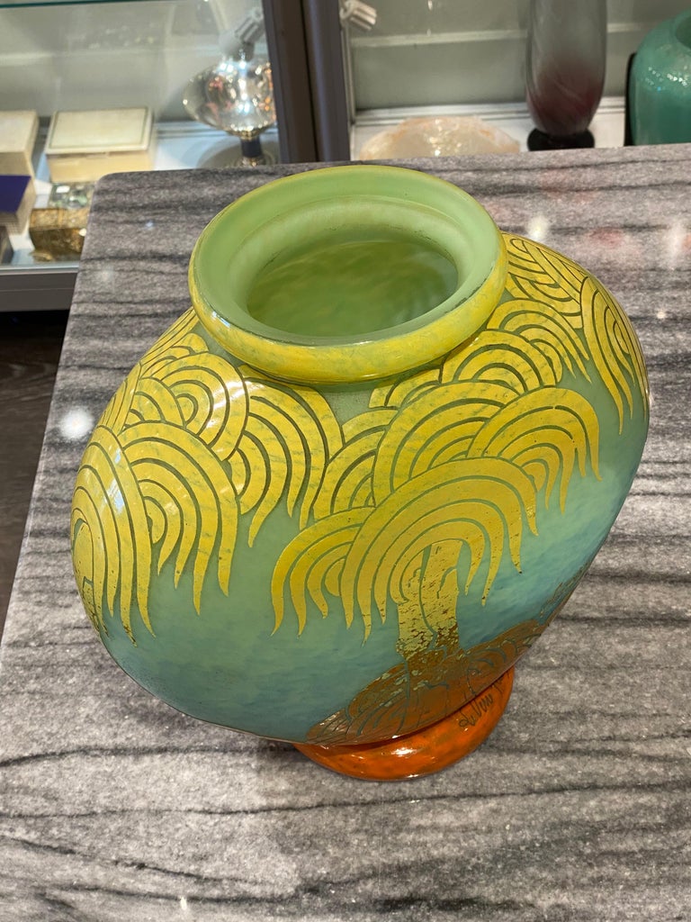 Art Deco Palmier Vase by Le Verre Francais and Charder at 1stDibs ...