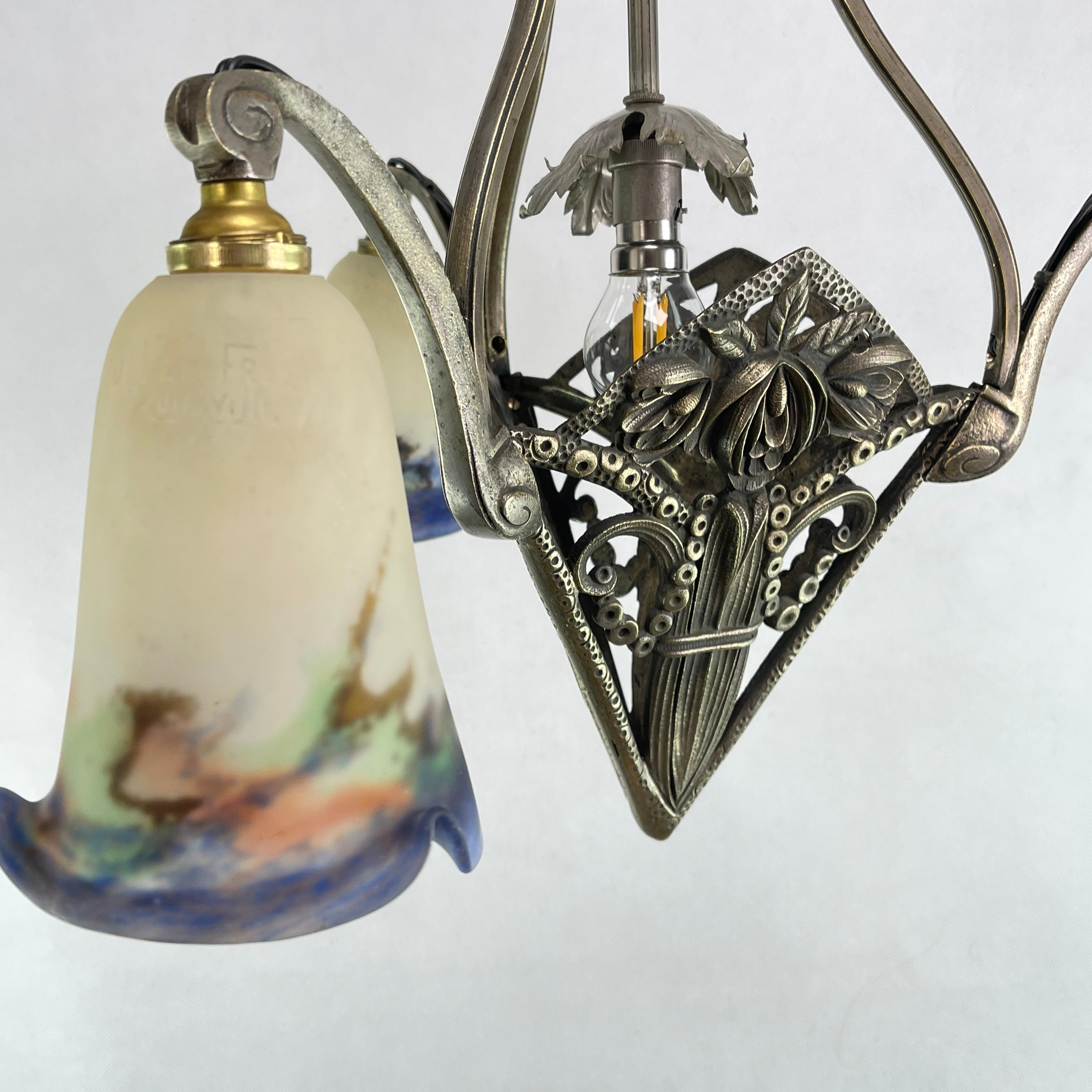Art Deco Pate De Verre Ceiling Lamp by Muller Freres, Luneville, 1930s ...
