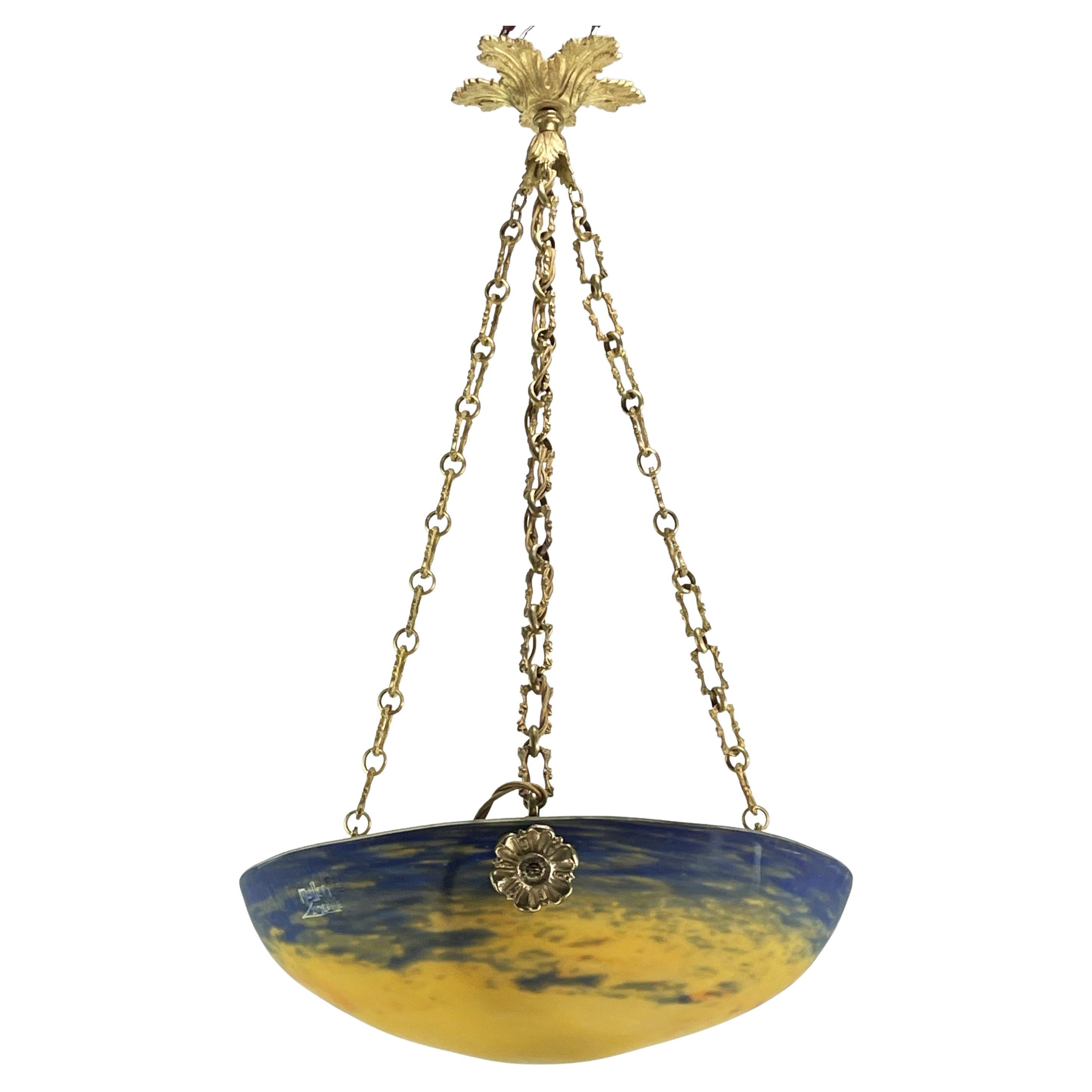 Art Deco Pate De Verre Ceiling Lamp by Muller Freres, Luneville, 1930s ...