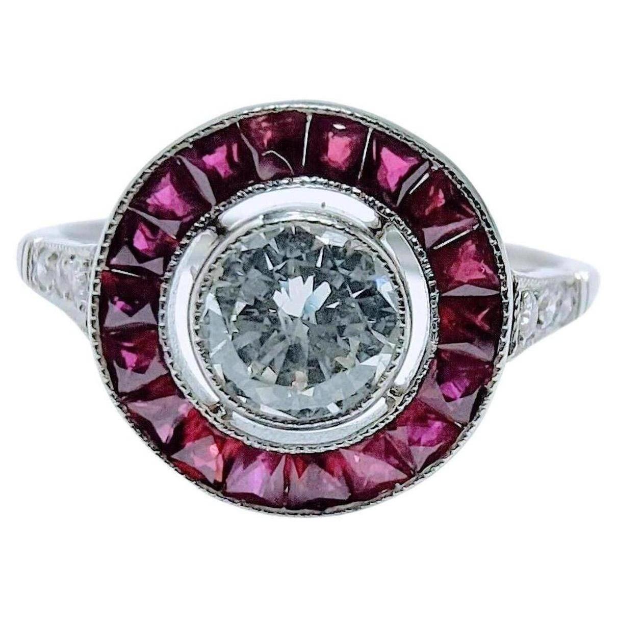 Cushion Cut Diamond Ring with Ruby Accents at 1stDibs | engagement ...