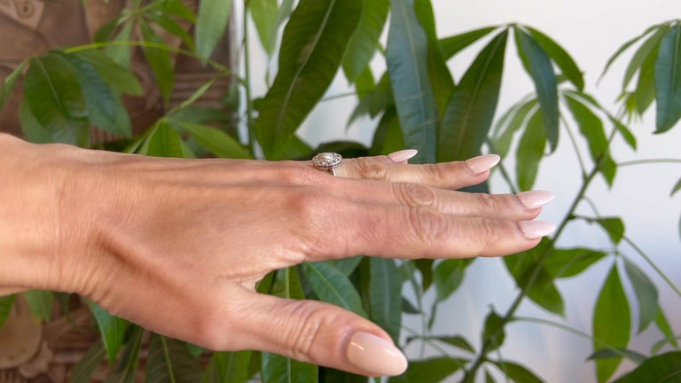 Art Deco Pearl Diamond 9 Karat White Gold Target Ring For Sale at 1stDibs
