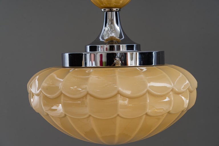 Art Deco Pendant vienna around 1920s with orihinal glass ( chrome ) For ...
