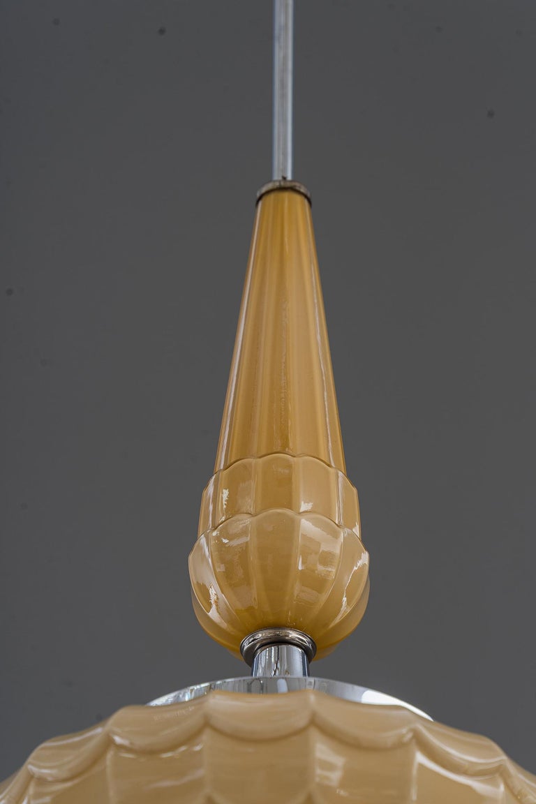 Art Deco Pendant vienna around 1920s with orihinal glass ( chrome ) For ...