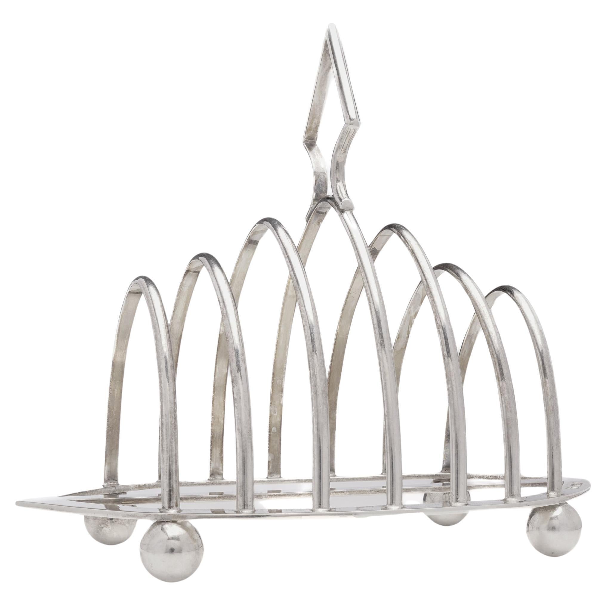 Art Deco period 6 division toast rack 925 silver For Sale at 1stDibs