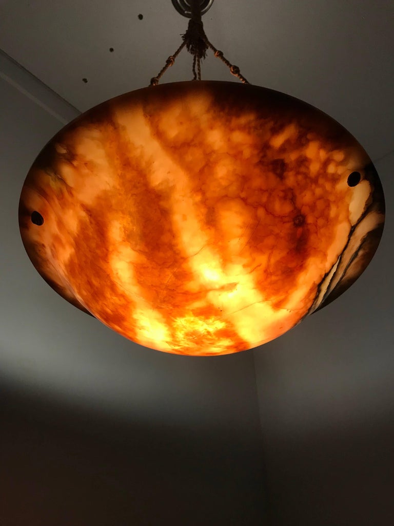Large Art Deco Period Alabaster Pendant Ceiling Light Fixture w ...