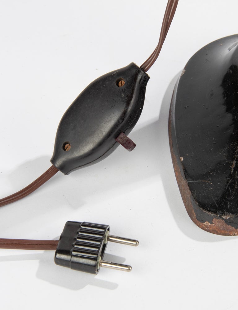 Art Deco Period Cast Iron Desk or Table Lamp with Copper Adjustable ...