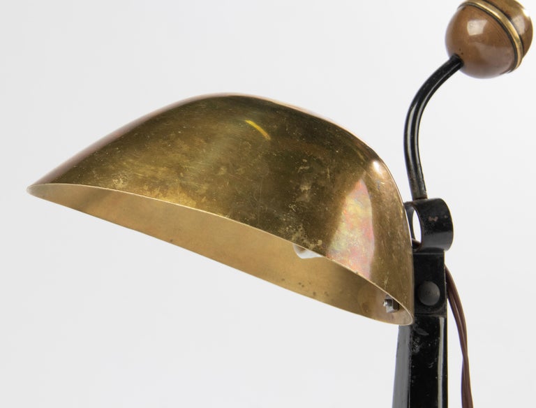 Art Deco Period Cast Iron Desk or Table Lamp with Copper Adjustable ...