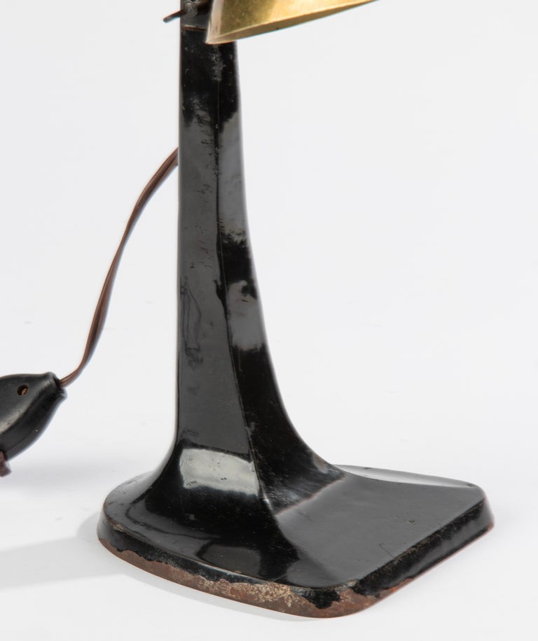 Art Deco Period Cast Iron Desk or Table Lamp with Copper Adjustable ...