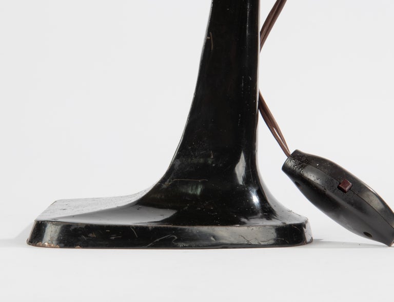 Art Deco Period Cast Iron Desk or Table Lamp with Copper Adjustable ...