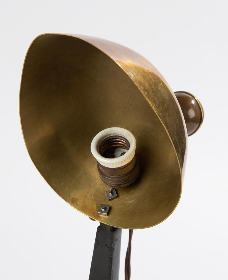 Art Deco Period Cast Iron Desk or Table Lamp with Copper Adjustable ...