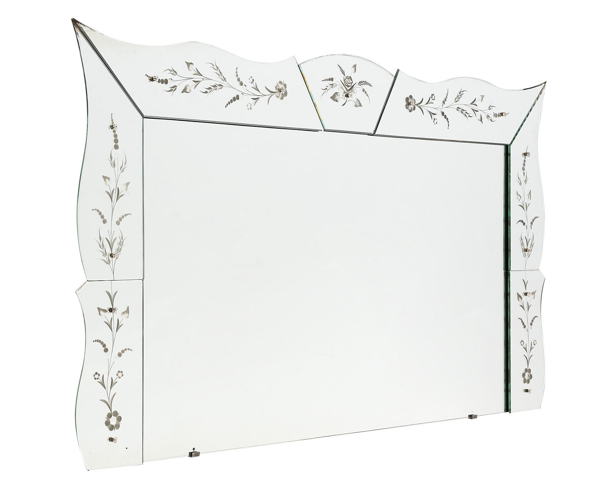 Art Deco Period Etched Mirror at 1stDibs