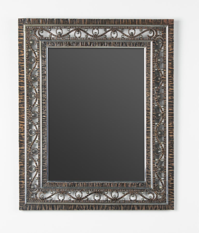 Art Deco Period Forged Iron Wall Mirror For Sale at 1stDibs