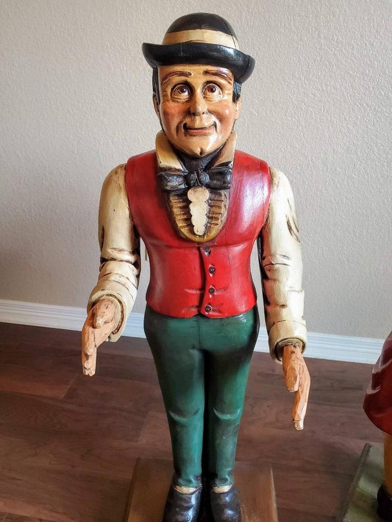 Art Deco Period Hand Carved and Painted Butler Dumb Waiter Statue For ...