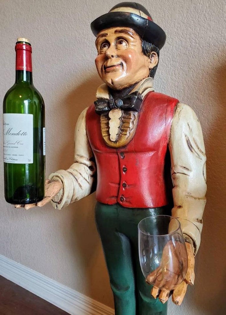 Art Deco Period Hand Carved and Painted Butler Dumb Waiter Statue For ...