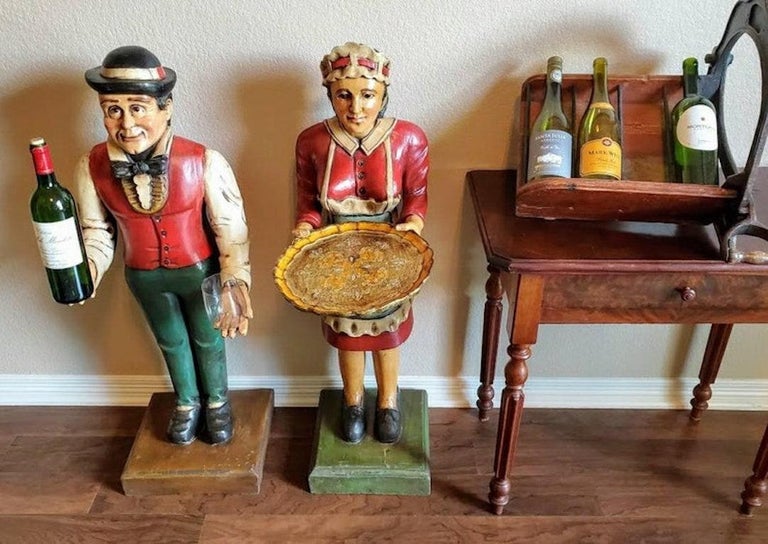 Art Deco Period Hand Carved and Painted Butler Dumb Waiter Statue For ...