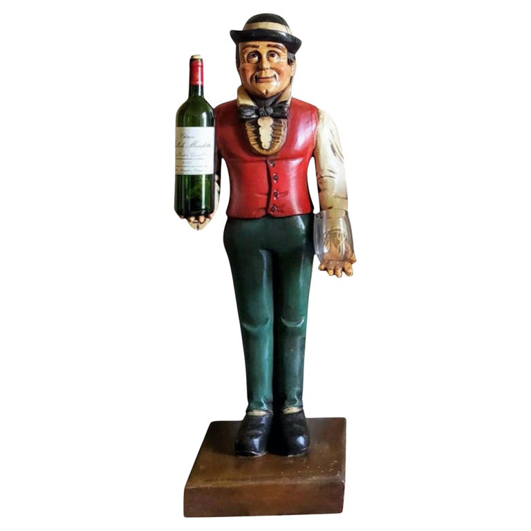 Art Deco Period Hand Carved and Painted Butler Dumb Waiter Statue For ...