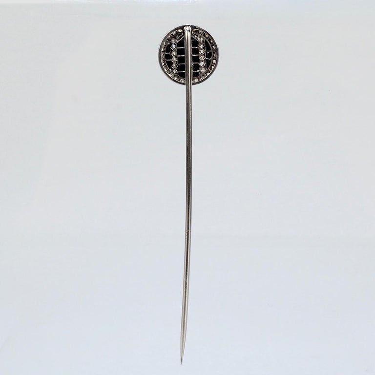Art Deco Period Platinum, Diamond and Onyx Stick Pin For Sale at 1stDibs