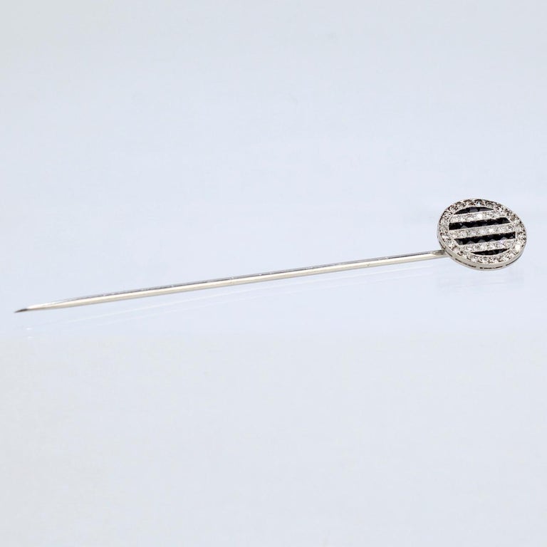 Art Deco Period Platinum, Diamond and Onyx Stick Pin For Sale at 1stDibs