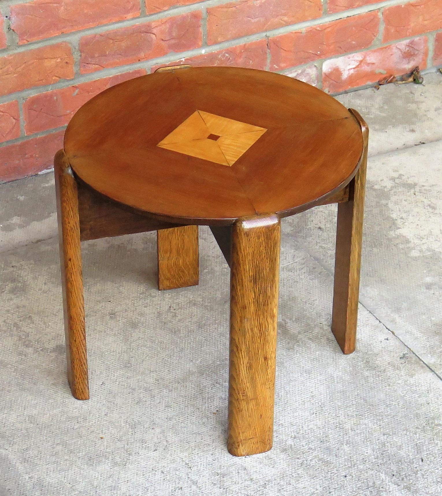 Art Deco Period Occasional Table with Quarter Veneered Top and Oak Legs ...