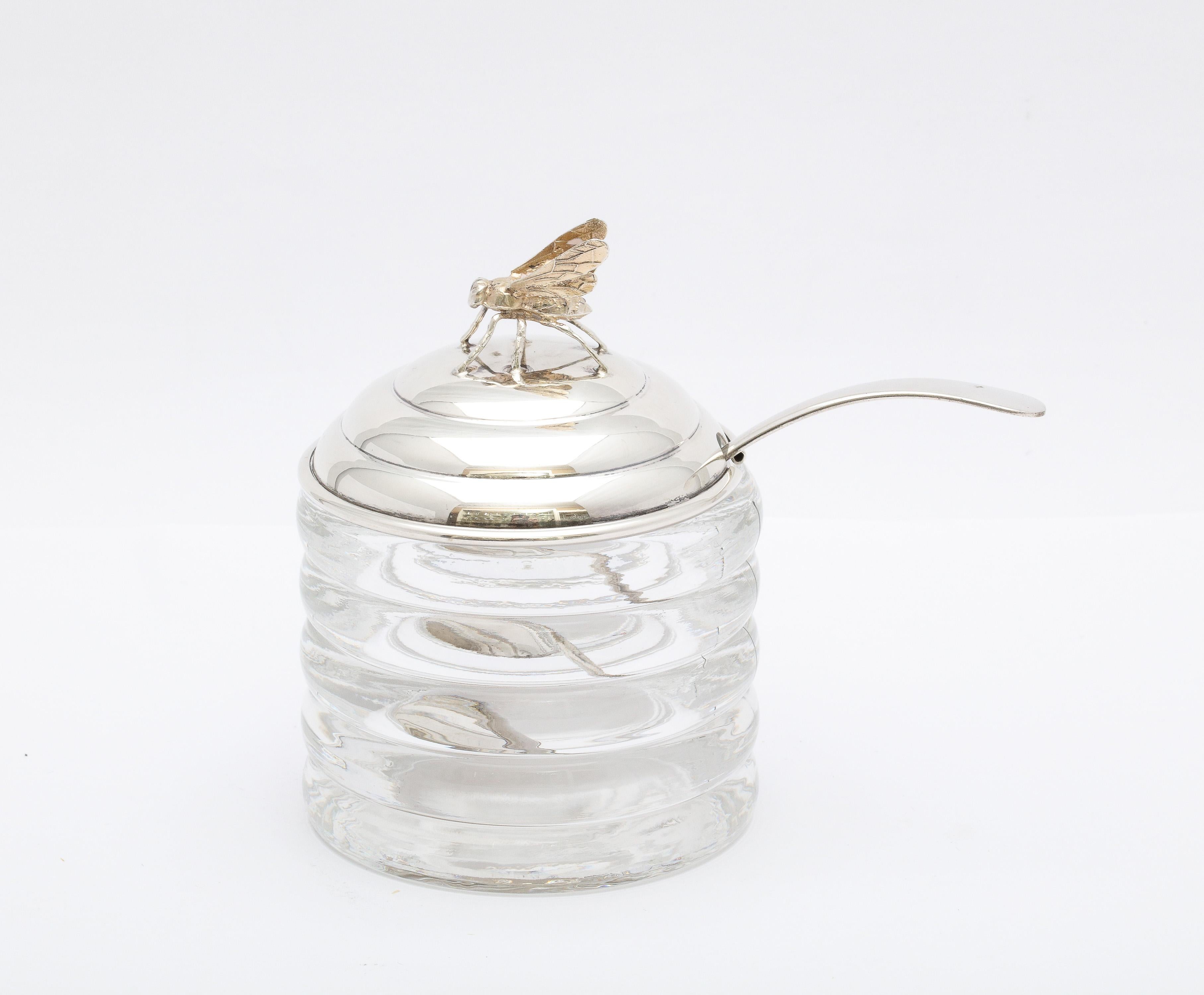 Art Deco Period Sterling Silver-Mounted Beehive-Form Honey Jar and ...