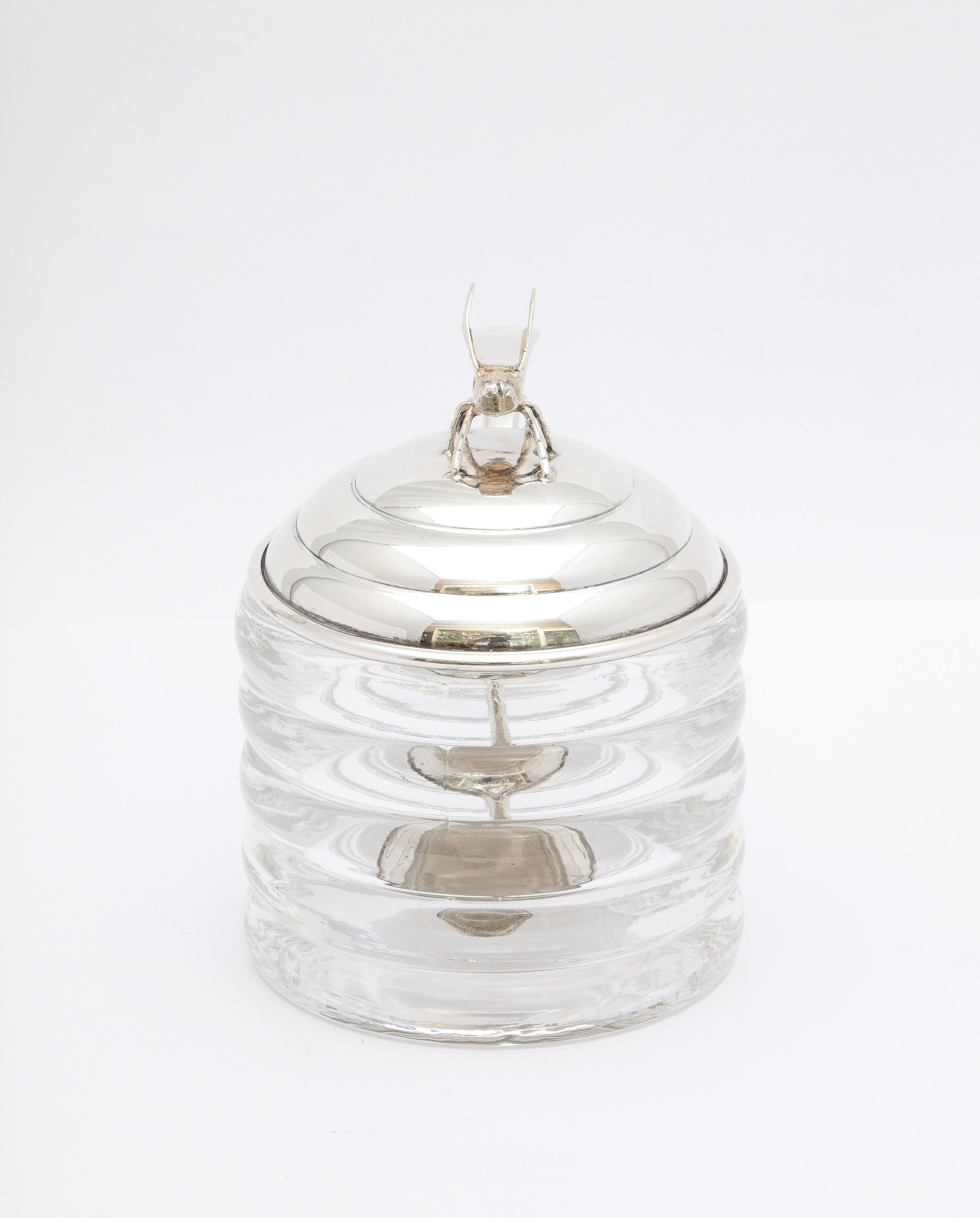 Art Deco Period Sterling Silver-Mounted Beehive-Form Honey Jar and ...