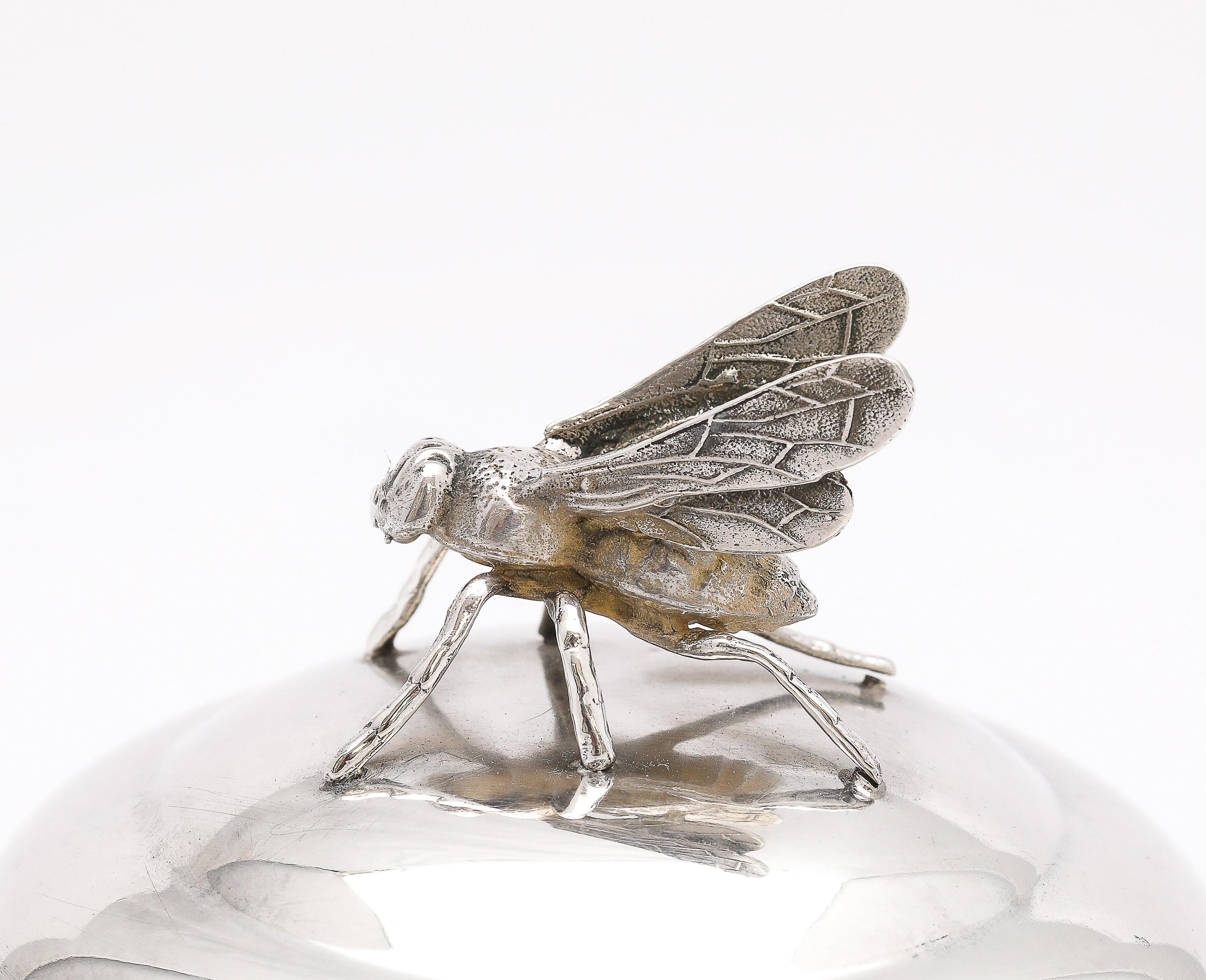 Art Deco Period Sterling Silver-Mounted Beehive Honey Jar With Original ...