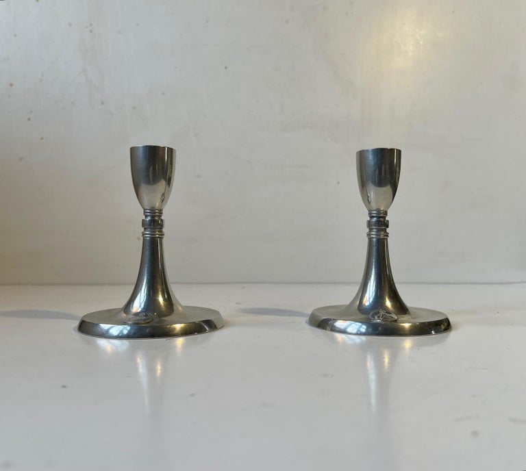 Art Deco Pewter Candlesticks by Just Andersen, 1940s For Sale at 1stDibs