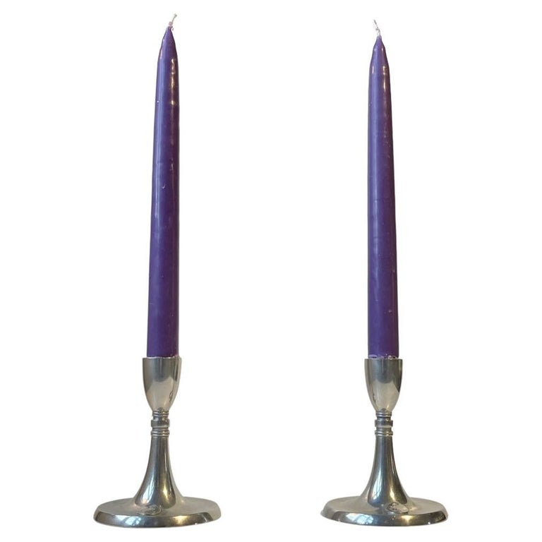 Art Deco Pewter Candlesticks by Just Andersen, 1940s For Sale at 1stDibs