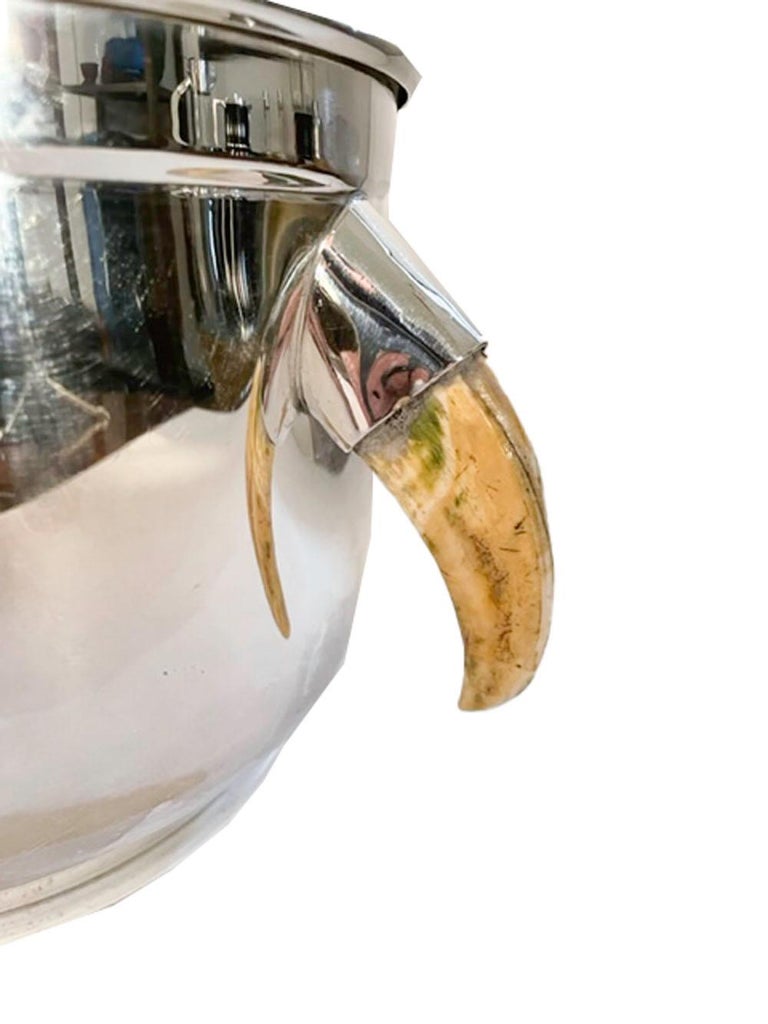 Art Deco PH Vogel and Co. Silver Plate Ice Bucket with Boar Tusk ...