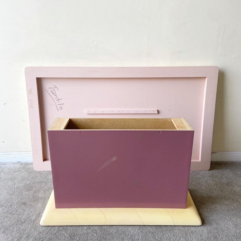Art Deco Pink and Cream Epoxy Lacquered Rectangular Dining Table on ...