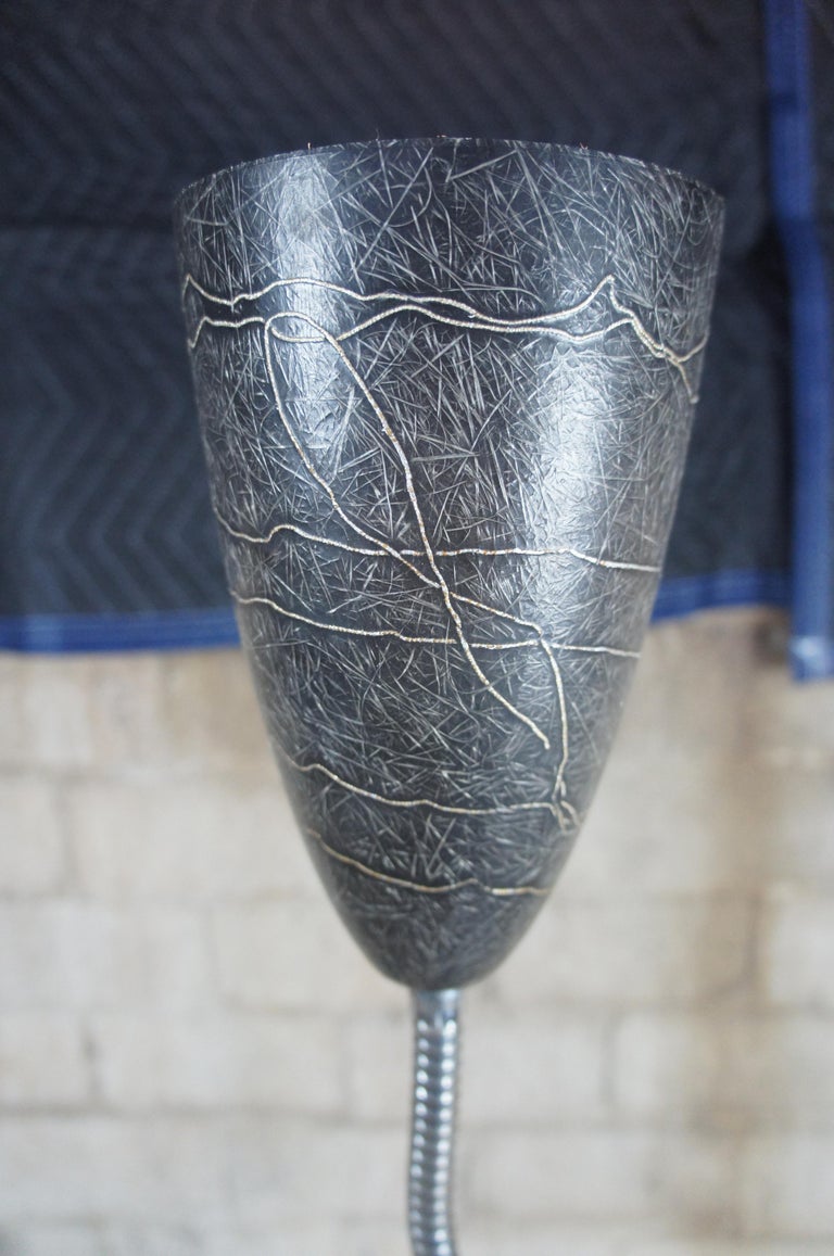 Art Deco Pink Glass and Chrome Smoking Table Gooseneck Lights Floor ...