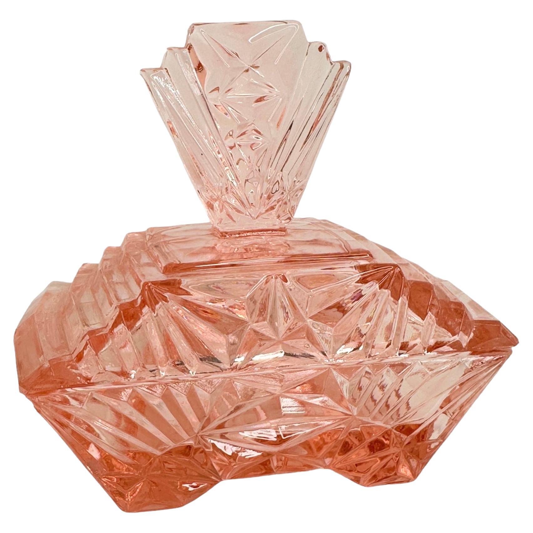 Art Deco pink Glass Trinket Decorative Vanity Box, vintage Austria ...