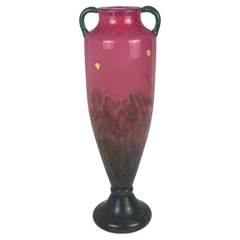 Art Deco Pink Glass Vase by Daum For Sale at 1stDibs