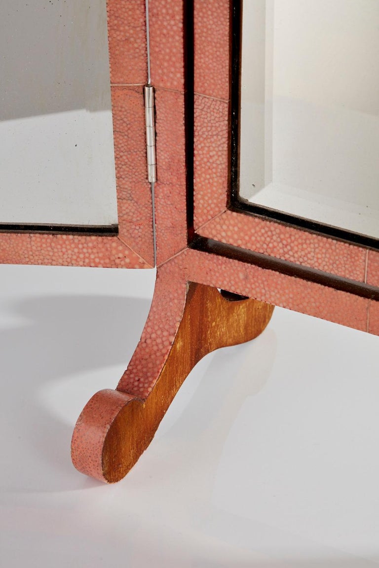 Antique Art Deco Pink Three Fold Shagreen Mirror England circa 1918-20 ...