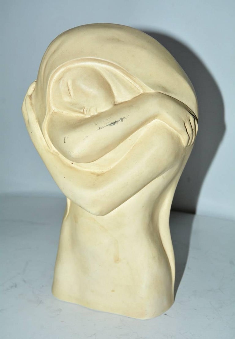 Art Deco Plaster or Stone Sculpture of Sleeping Lady For Sale at 1stDibs