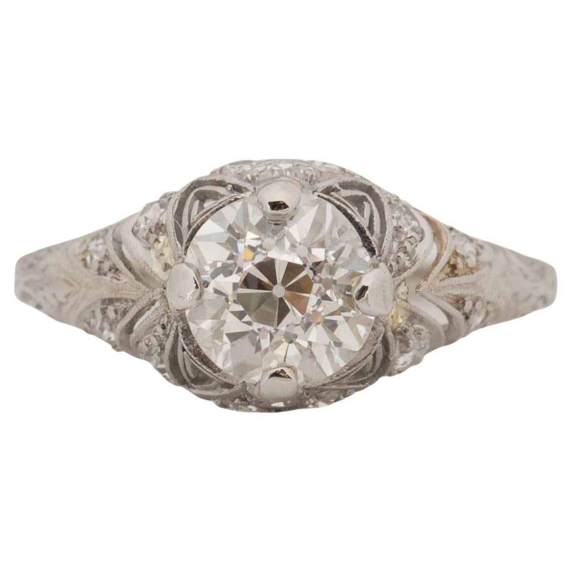 Palladium Old European Cut Diamond Solitaire Engagement Ring For Sale ...