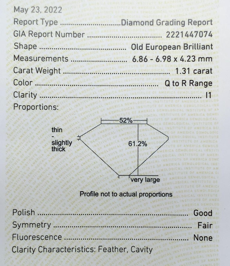 Art Deco Platinum 1.31ct Diamond Ring GIA Report For Sale at 1stDibs