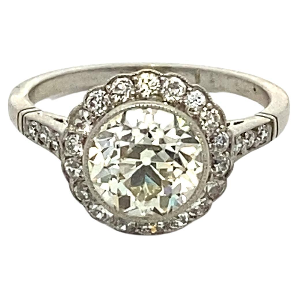 Anello Art Deco in platino con diamante vecchio taglio euro da 2,18 ...