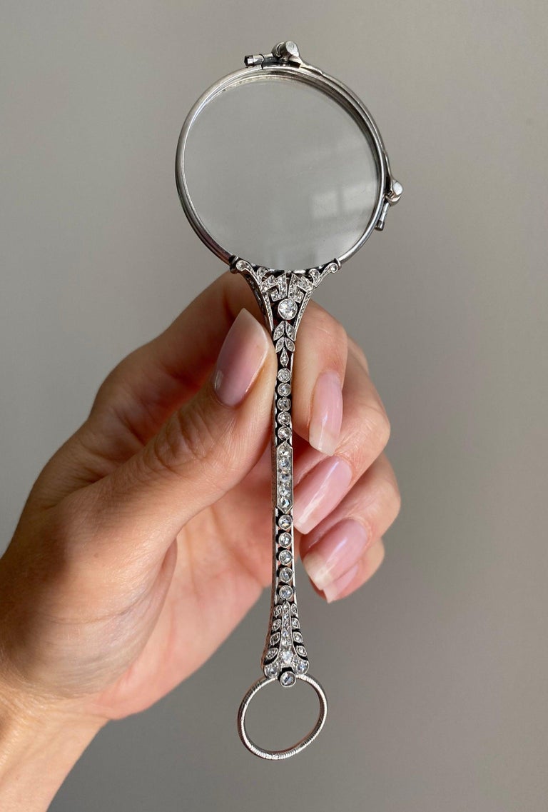 Art Deco Platinum and Diamond Lorgnette Pendant For Sale at 1stDibs