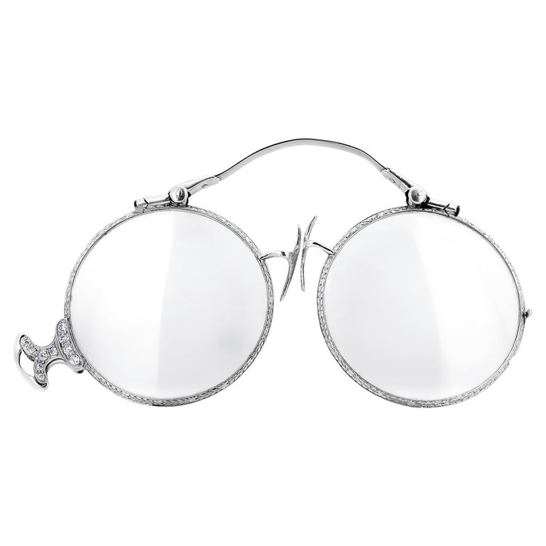 Art Deco Platinum and Diamond Retractable Spectacles with Diamonds For ...