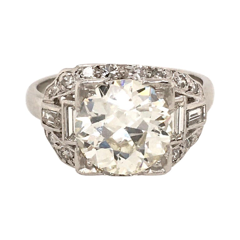 Art Deco Platinum and Diamond Ring at 1stDibs