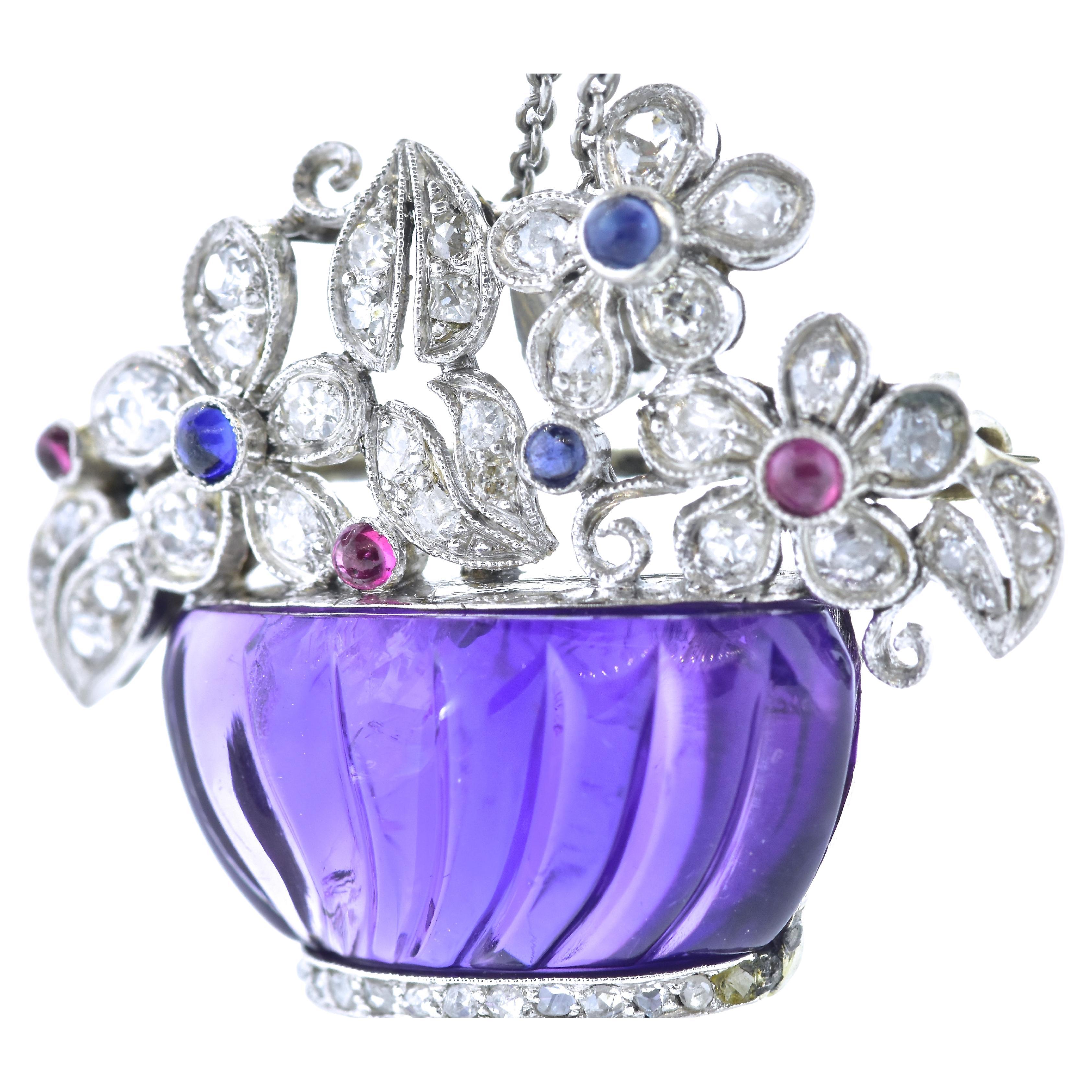 Art Deco Diamond Platinum Pin/Pendant For Sale at 1stDibs