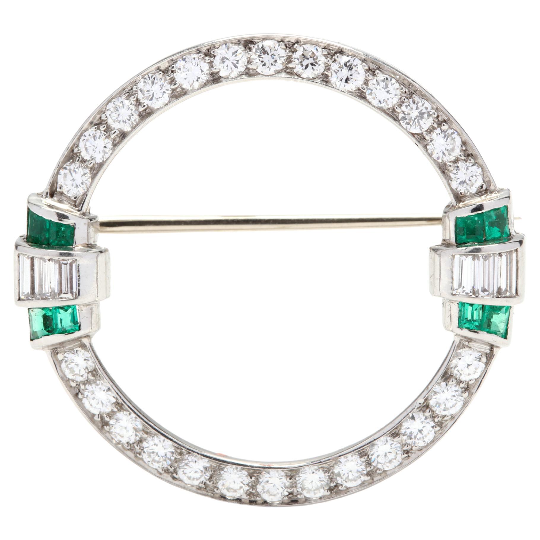 OSCAR HEYMAN Sapphire Diamond Circle Brooch at 1stDibs