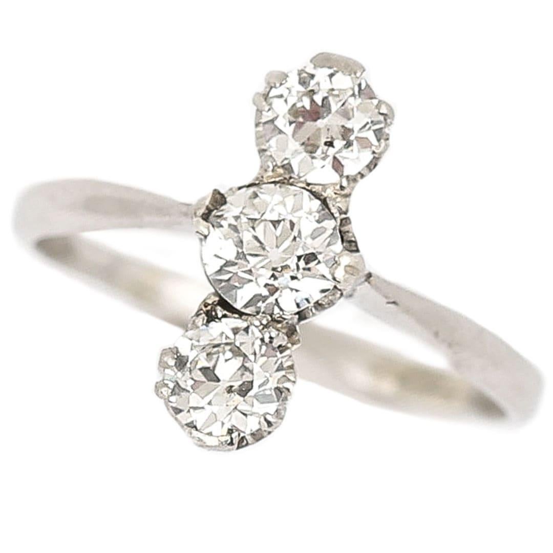 Art Deco Three-Stone Diamond Ring at 1stDibs