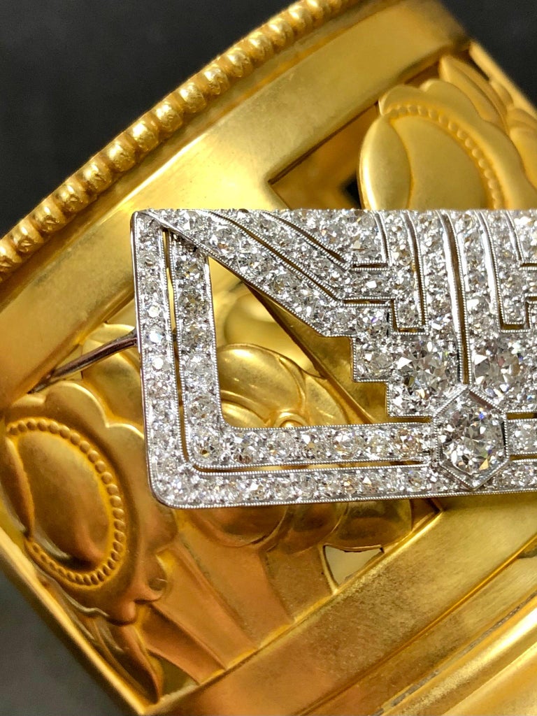 Art Deco Platinum Old European Cut Diamond Envelope Brooch Pin 6.20cttw ...