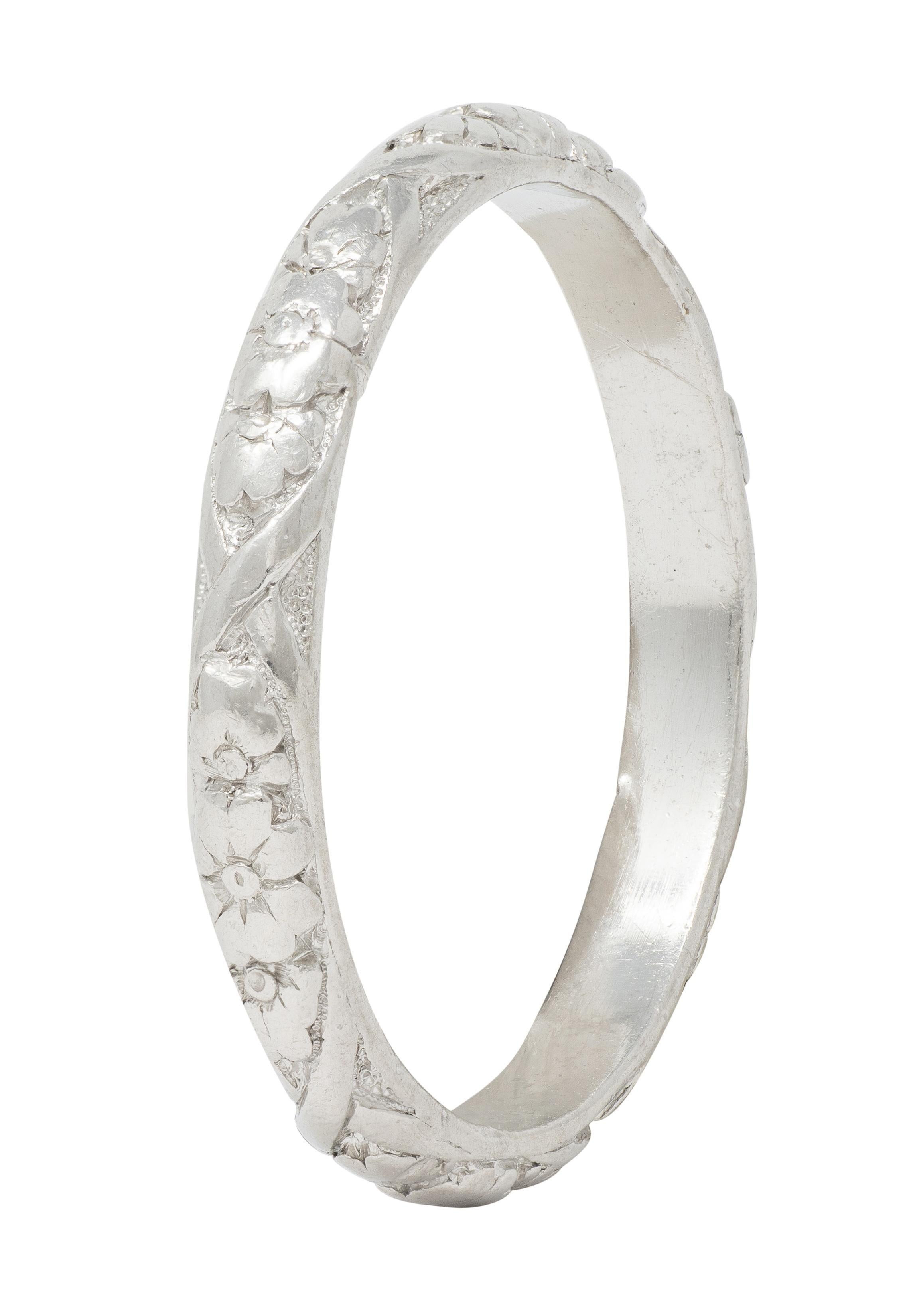 Art Deco Platinum Orange Blossom Wedding Band Ring For Sale at 1stDibs